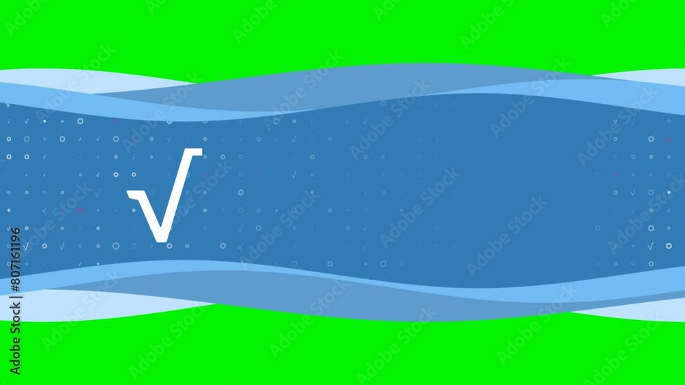 Animation of blue banner waves movement with white square root symbol ...