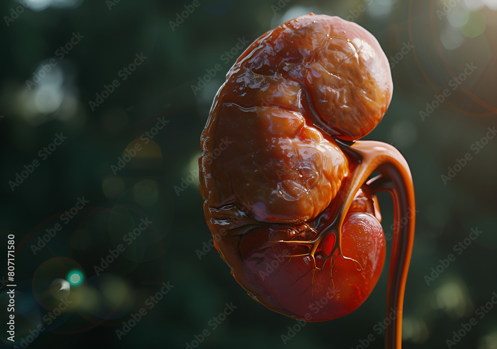 human kidney 3d renders realistic anatomy. human organ on bokeh ...