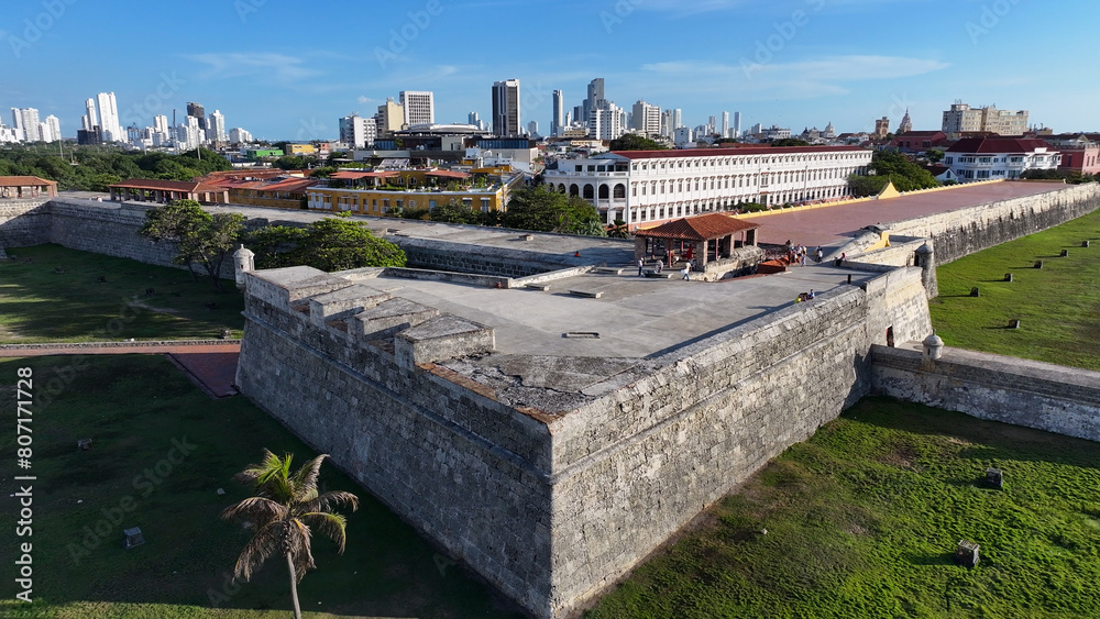 Walled City At Cartagena De Indias In Bolivar Colombia. Walls Of ...