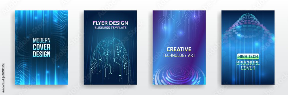 Set of high-tech covers for marketing. Modern technology design for ...