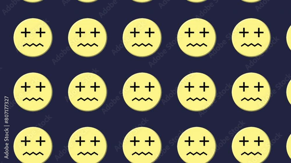 Vídeo do Stock: Funny emoji of a dead face (two crosses as the eyes, a ...