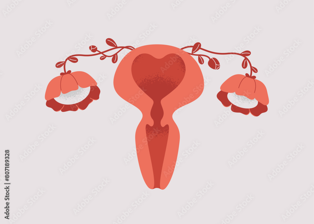 Uterus organ and follicular tubes in bloom.Good female health and ...
