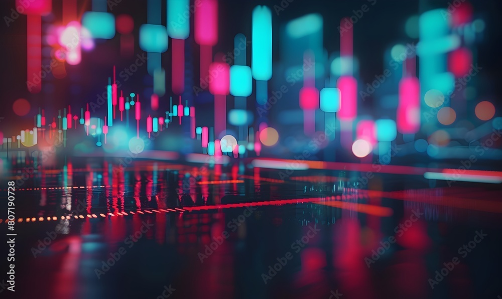 Colorful stock market or financial graph and candlestick chart with ...