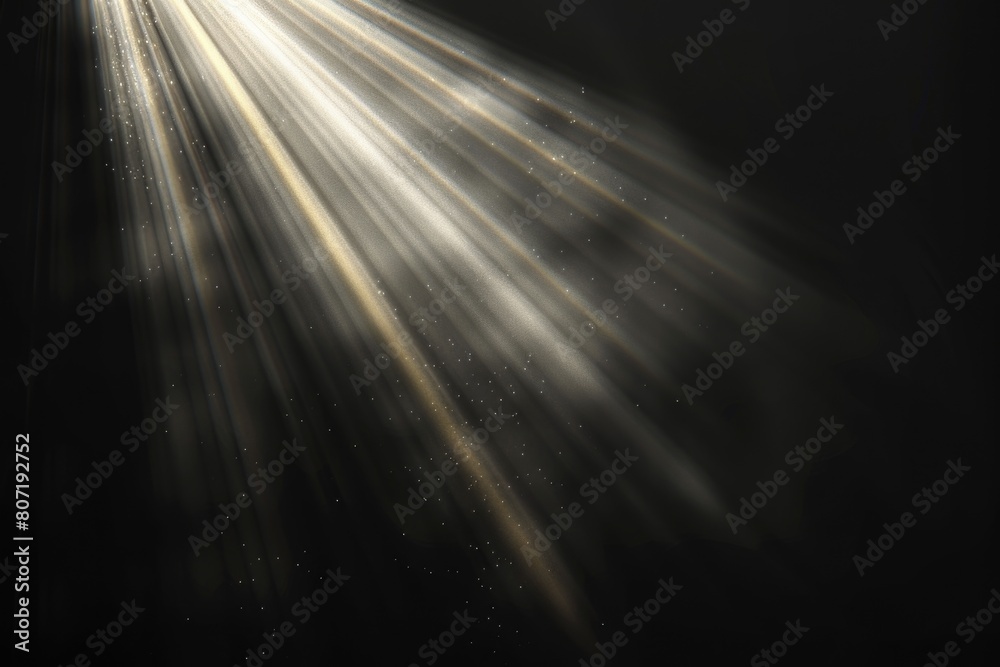 Sun rays light isolated on black background for overlay design Stock ...