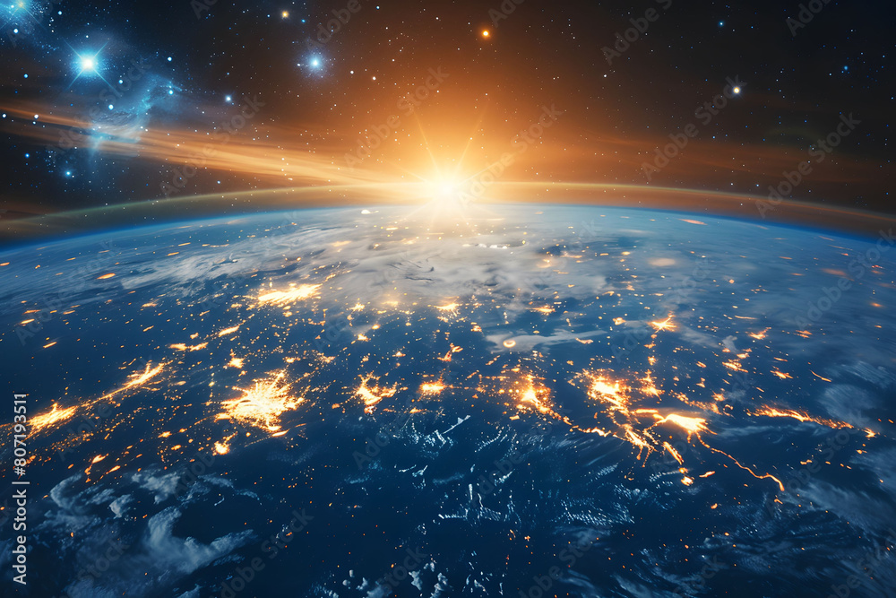 Earth from space, bathed in soft lighting. Realistic beauty earth globe ...