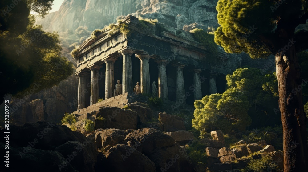 Temple dedicated to Zeus with towering columns and sacred offerings Stock Photo | Adobe Stock