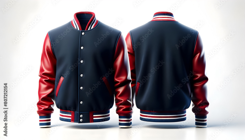 Realistic Varsity Jacket Design: Front and Back Views, Sportswear Track ...