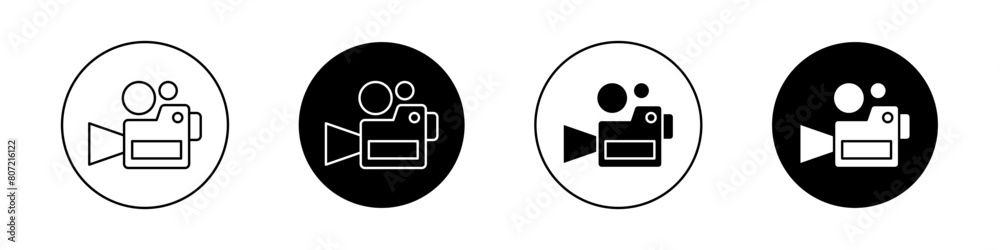 Video camera icon set. video recording vector symbol. live broadcast ...