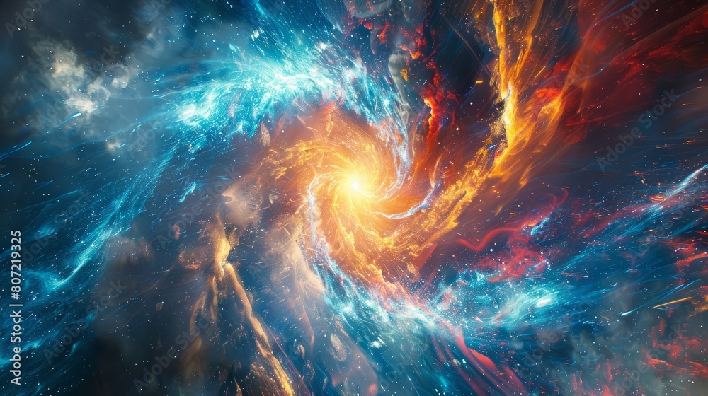 Vibrant cosmic energy surge with dynamic interplay of electric blues ...