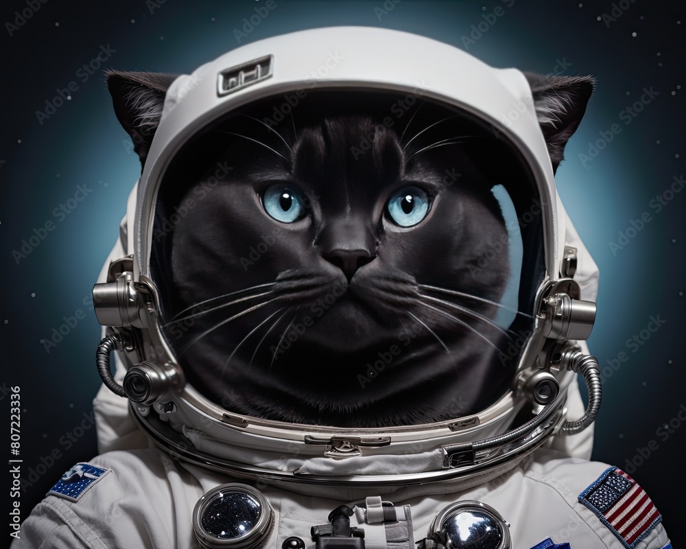 Cute space astronaut cat in outer space universe Stock Illustration ...