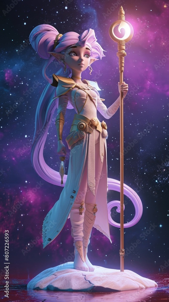 Cartoon digital avatar of Vega Starlight, the cosmic warrior princess ...