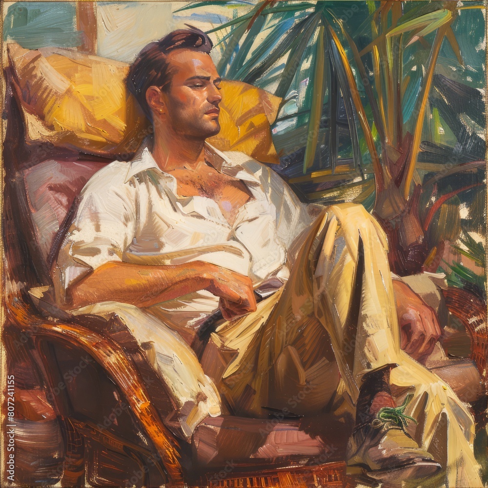 foto of handsome 37-year-old man is depicted enjoying a moment of ...