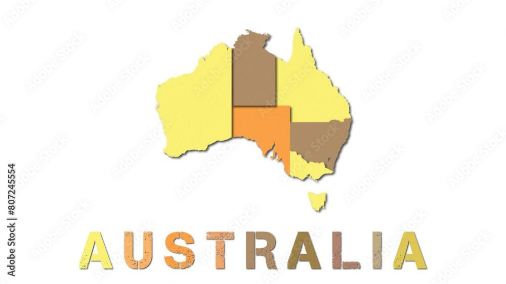 Australia map with paper regions. Animated country map growing from ...