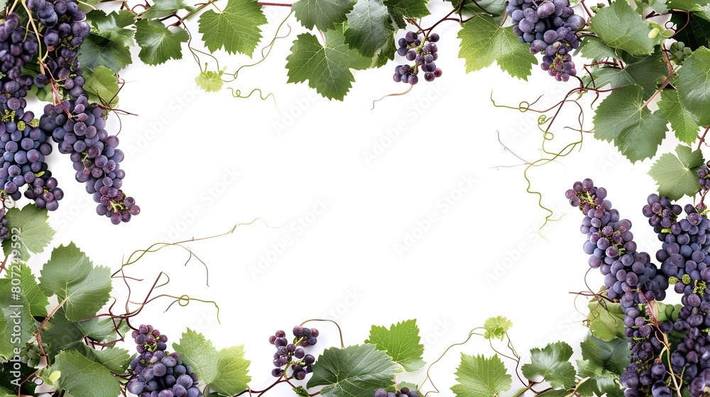 grapevine border frame on white background Stock Illustration | Adobe Stock