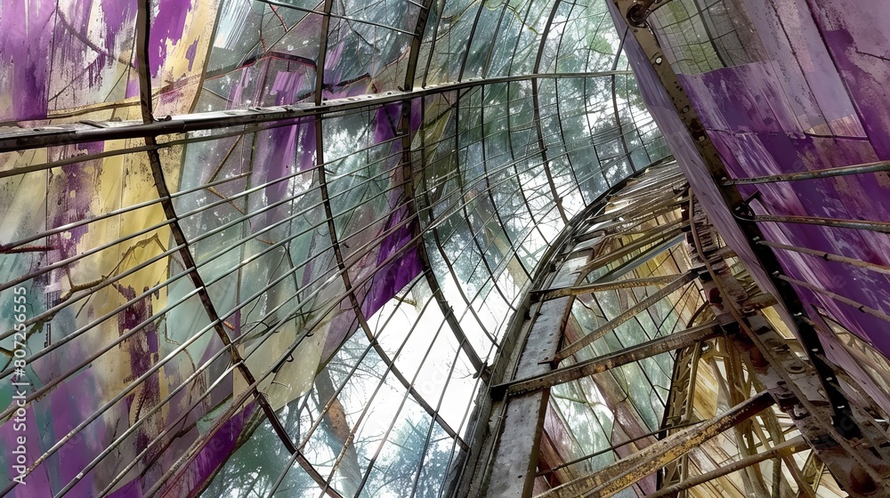 modern impressionist painting of a modern kinetic pedestrian bridge ...