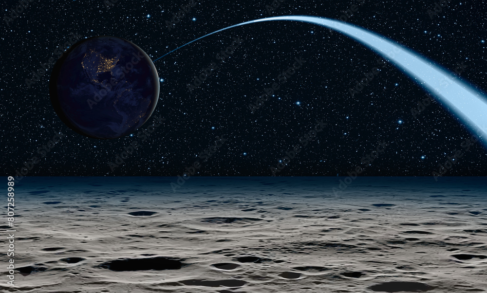 Long Exposure Night Time Rocket Launch - The Moon as Seen from the ...