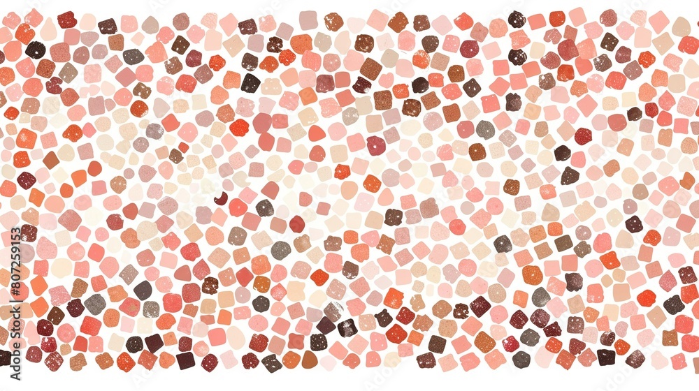 White background with numerous small brown and red dots at the bottom ...