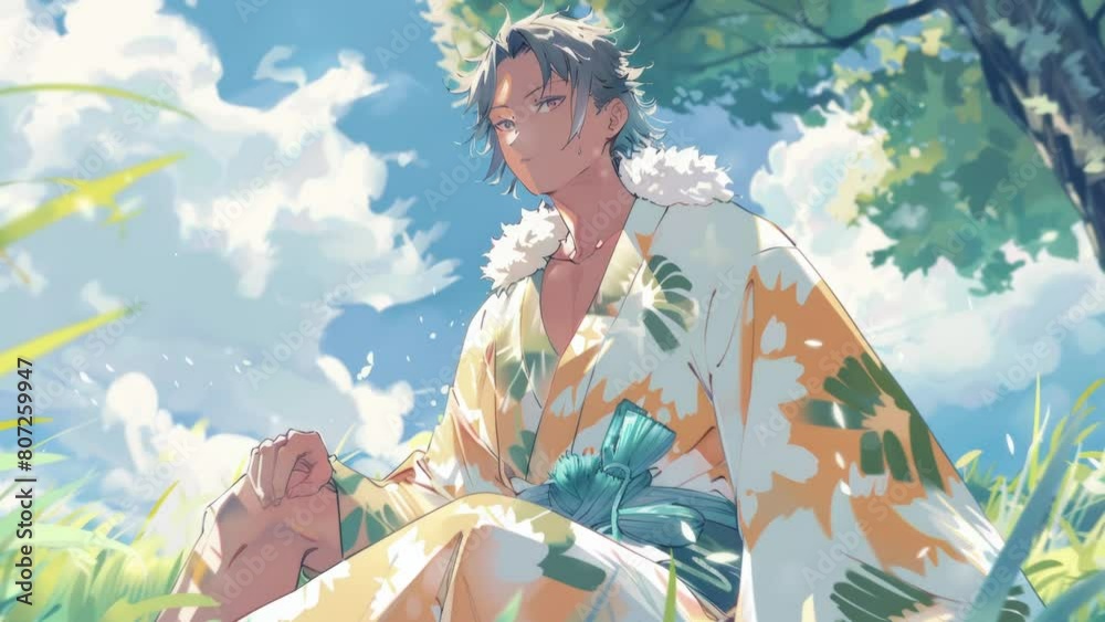 A character design of as an legendary samurai. Japanese animation style ...