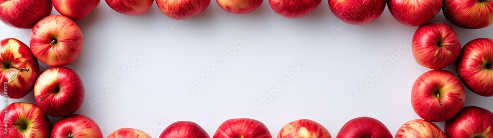 colorful fresh apple border on white background, fruits border ...