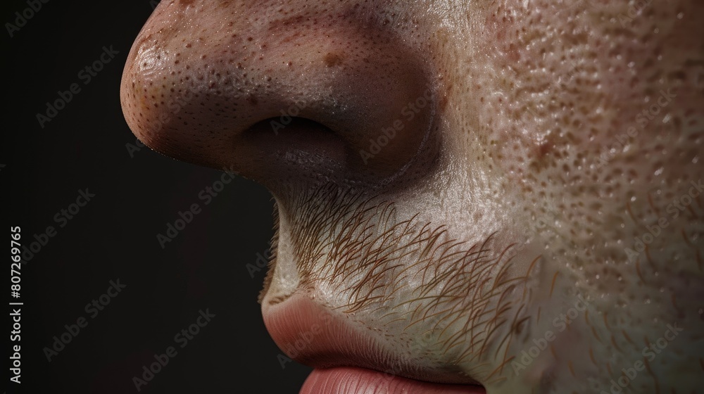 Hyper-realistic close-up of a human nose, highlighting intricate ...