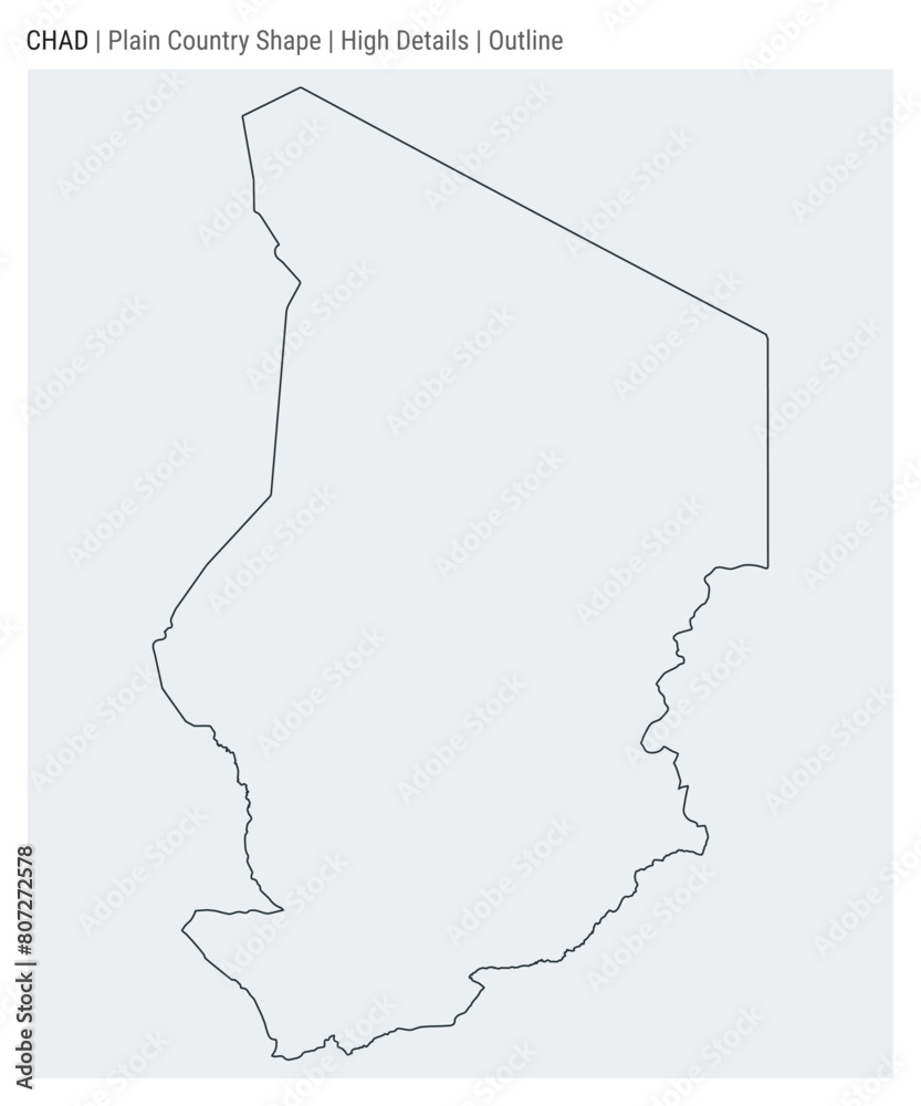 Chad plain country map. High Details. Outline style. Shape of Chad ...
