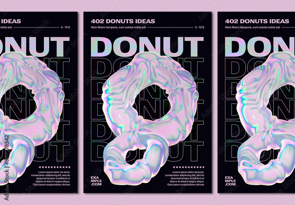 Holographic Iridescent Stacked Type Poster Layout Design Stock Template | Adobe Stock