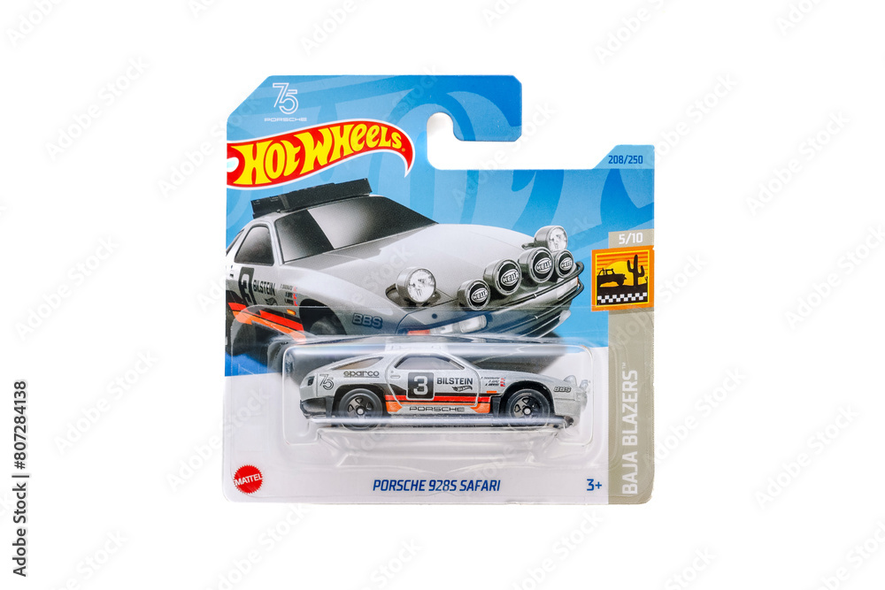 a die cast hot wheels toy unopened in packaging with plain white ...