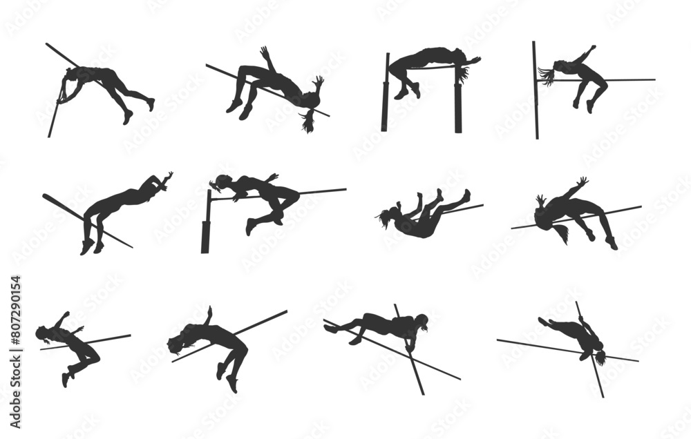 Female high jump silhouette, High jump silhouette, Athlete high jump ...