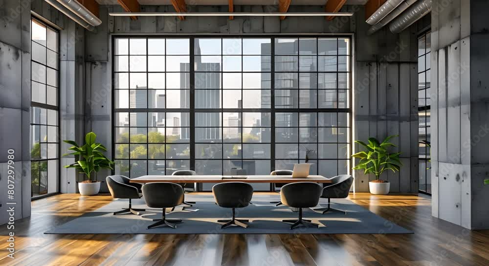 Virtual background featuring open office space with large windows for ...