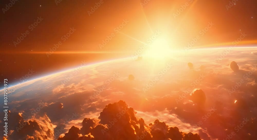 Sunrise over Earth from the Asteroid Belt in deep space. Concept Space Photography, Sunrise Over ...