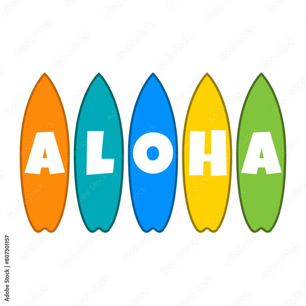 Logo vacaciones en Hawái. Letras palabra Aloha con letras estilo ...