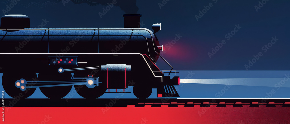 An illustration of a night train. A commuter train. Travel between ...