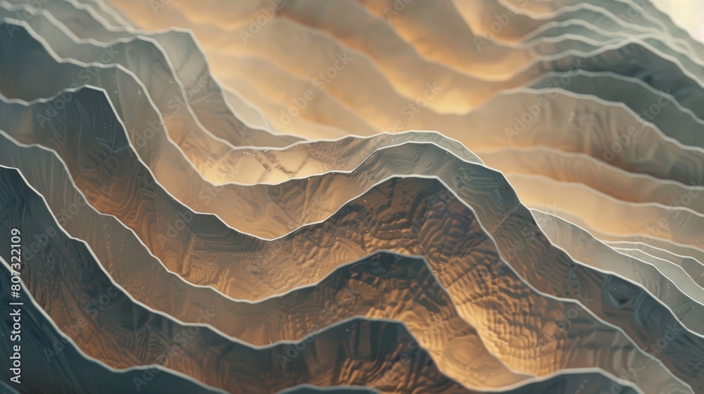Intensely detailed high-res close-up of layered paper, where light ...