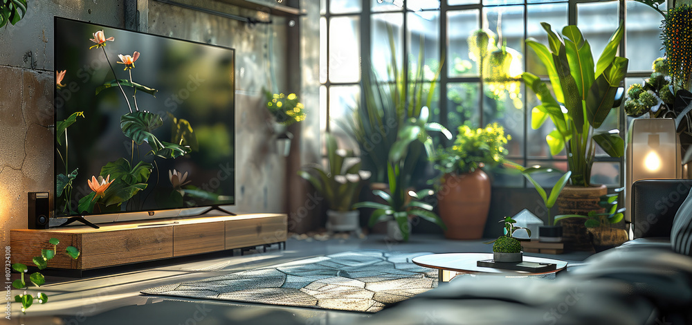 Very high definition TV standby screen. Generative AI. Stock Photo ...