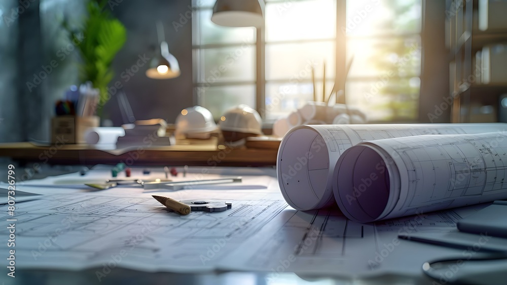 Plans and technical drawings in energy project management office for ...