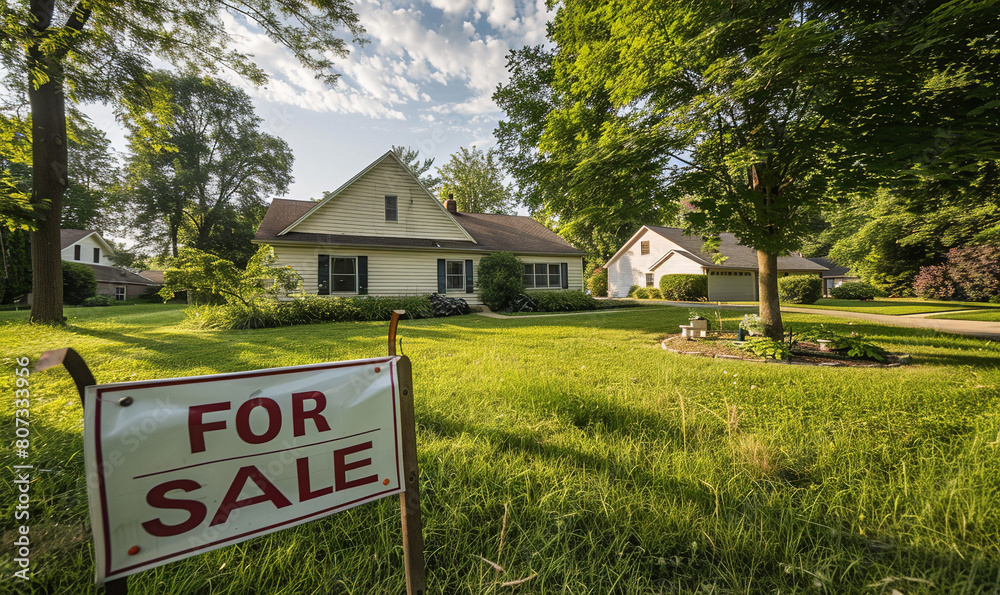 House for sale. A stunning real estate photograph of a suburban home ...