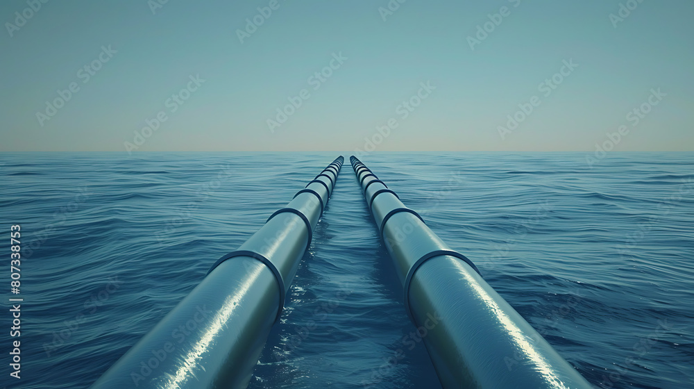 The image depicts a series of large, parallel pipes extending over the ...