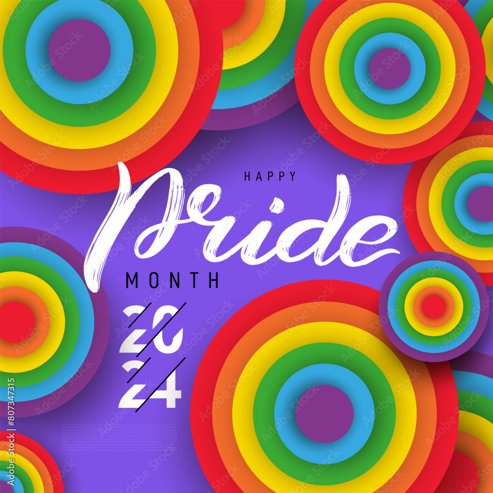LGBT 2024 pride month. Vector background, poster, postcard, banner ...