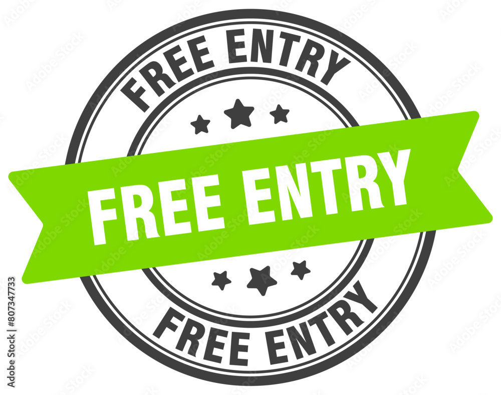 free entry stamp. free entry label on transparent background. round sign Stock Vector | Adobe Stock