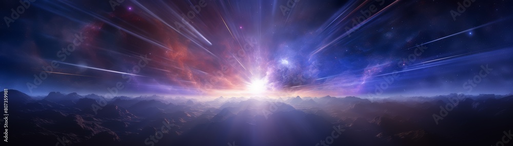 Explosive supernova event, radiant light effects, detailed stellar ...