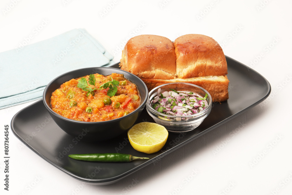 Pav Bhaji is a fast food dish from India, Thick and spicy vegetable ...