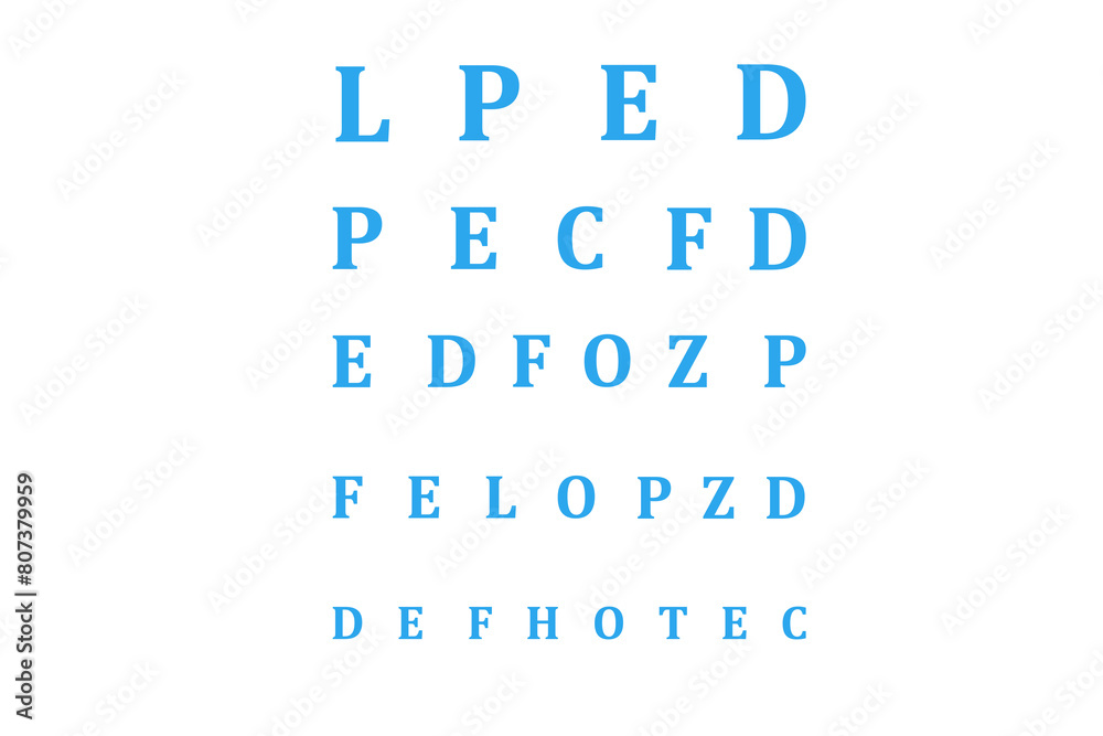 blue ophthalmological Chart Test table for testing vision and selecting ...
