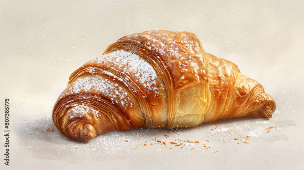 food art sketches, realistic pencil sketch of a golden, flaky croissant ...