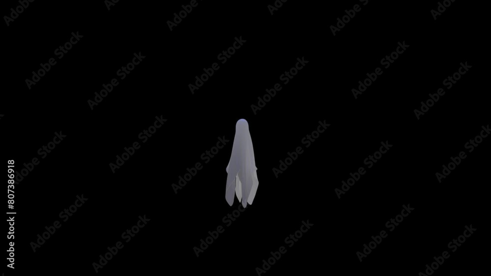 4k Halloween Flying Ghosts transition cartoon 60fps animation on black ...