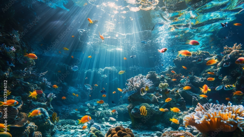 underwater ecosystems, underwater tropical life shines under the ...