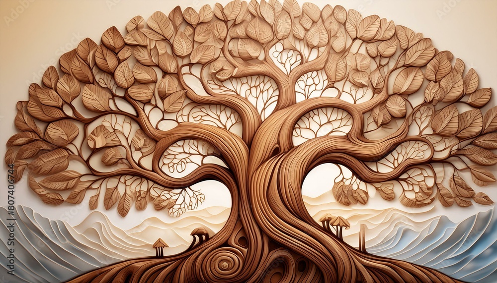 This design features a detailed carving of the Tree of Life, with ...