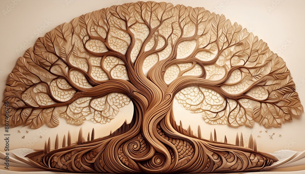 This design features a detailed carving of the Tree of Life, with ...
