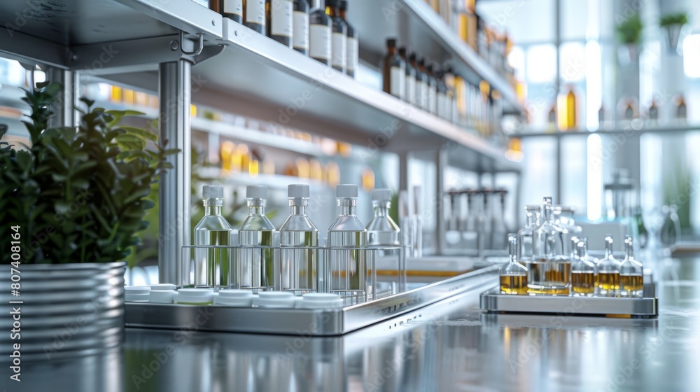 modern food quality lab concept with stainless steel countertops and ...