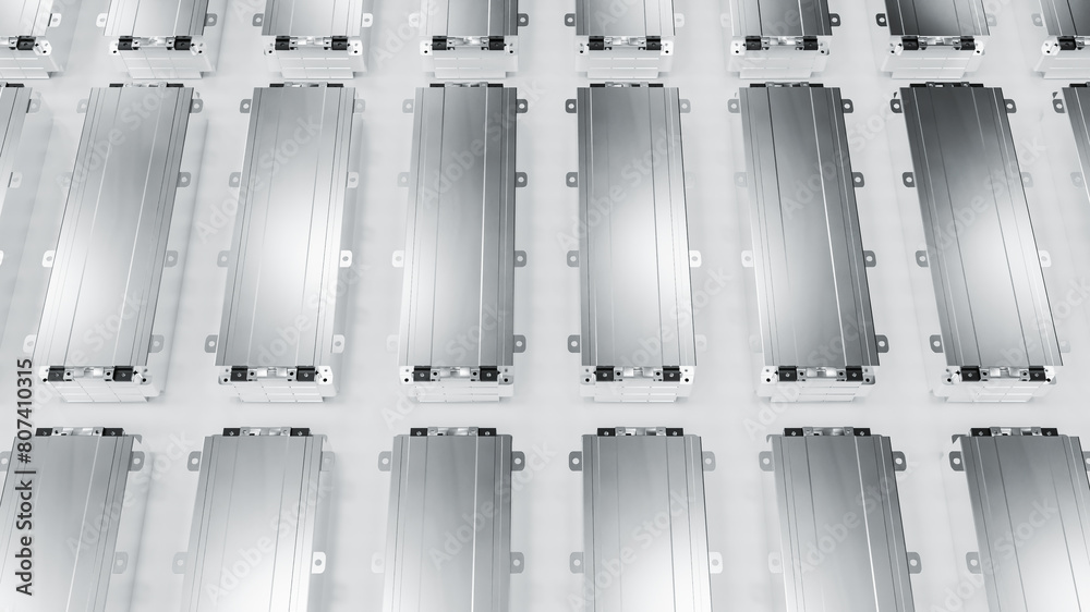 Electric vehicle lithium ion rechargeable battery module inside metal ...