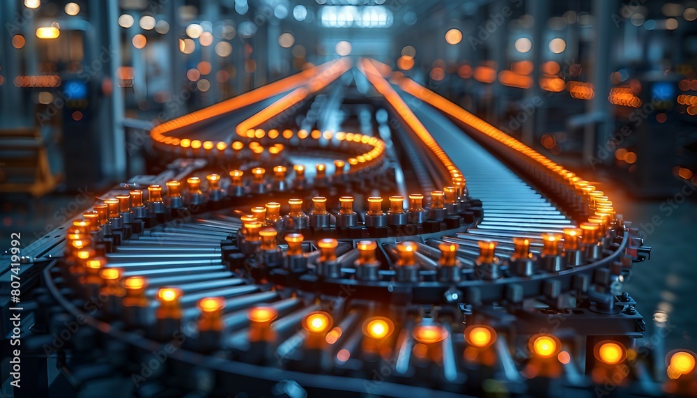 Efficiency Engine, streamlined conveyor belt system with products ...